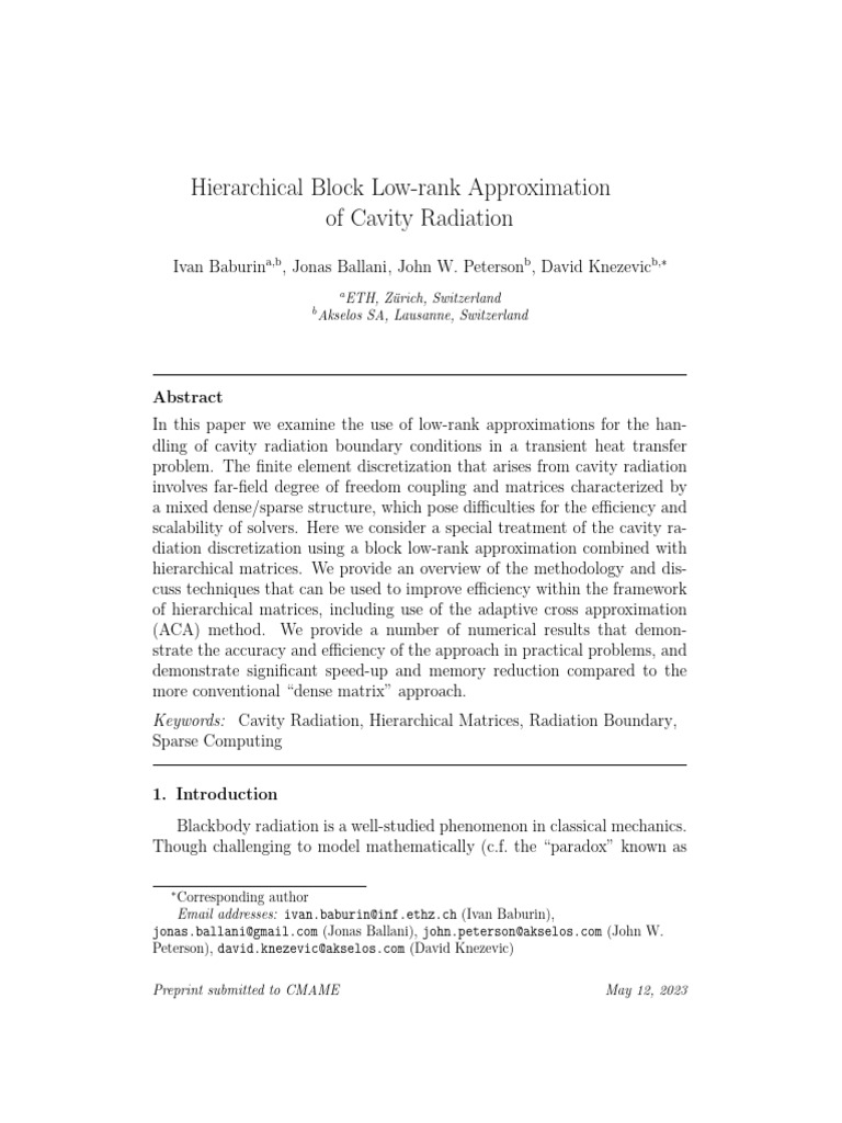 Hierarchical Block Low-Rank Approximation of Cavit | PDF | Matrix (Mathematics) | Algebra