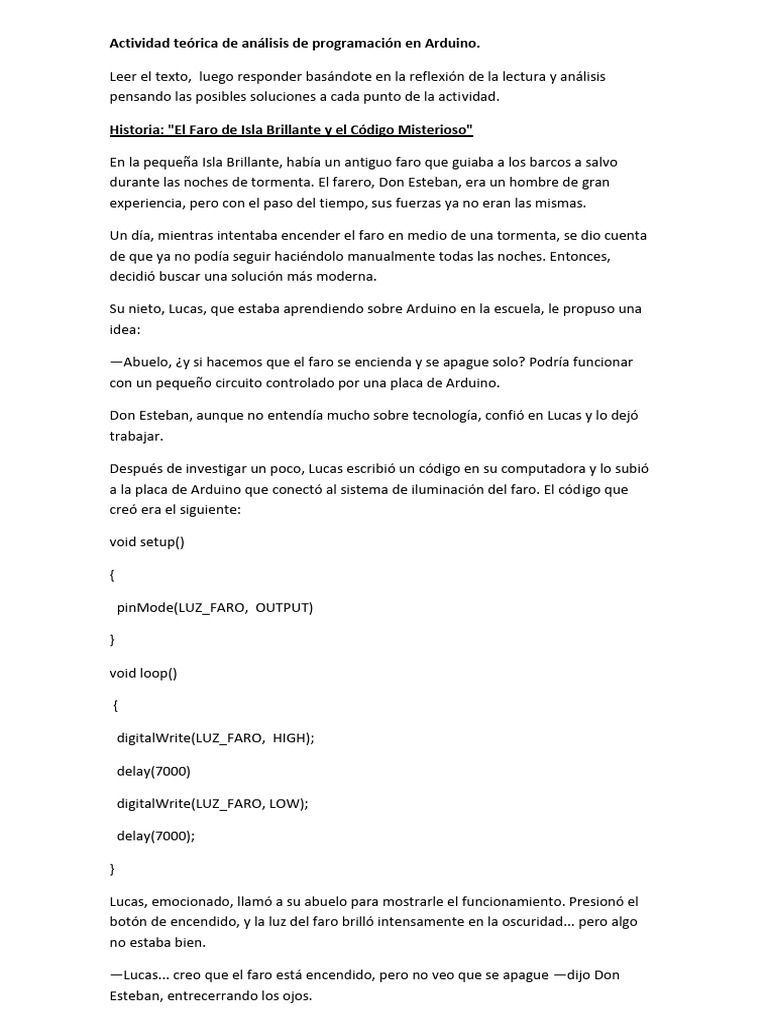 Actividad Practica Analisis de Arduino | PDF | Faro | Arduino