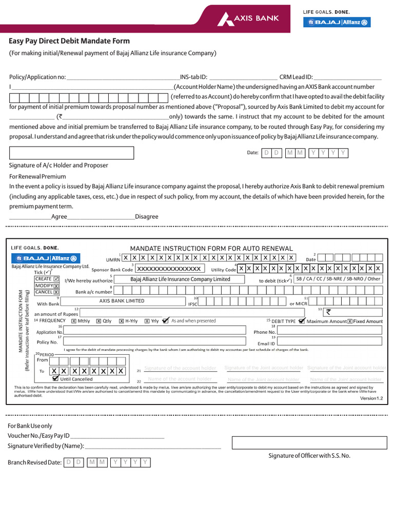 Easy Pay Direct Debit Mandate Form - 18 - 9 - 2019-1 | PDF
