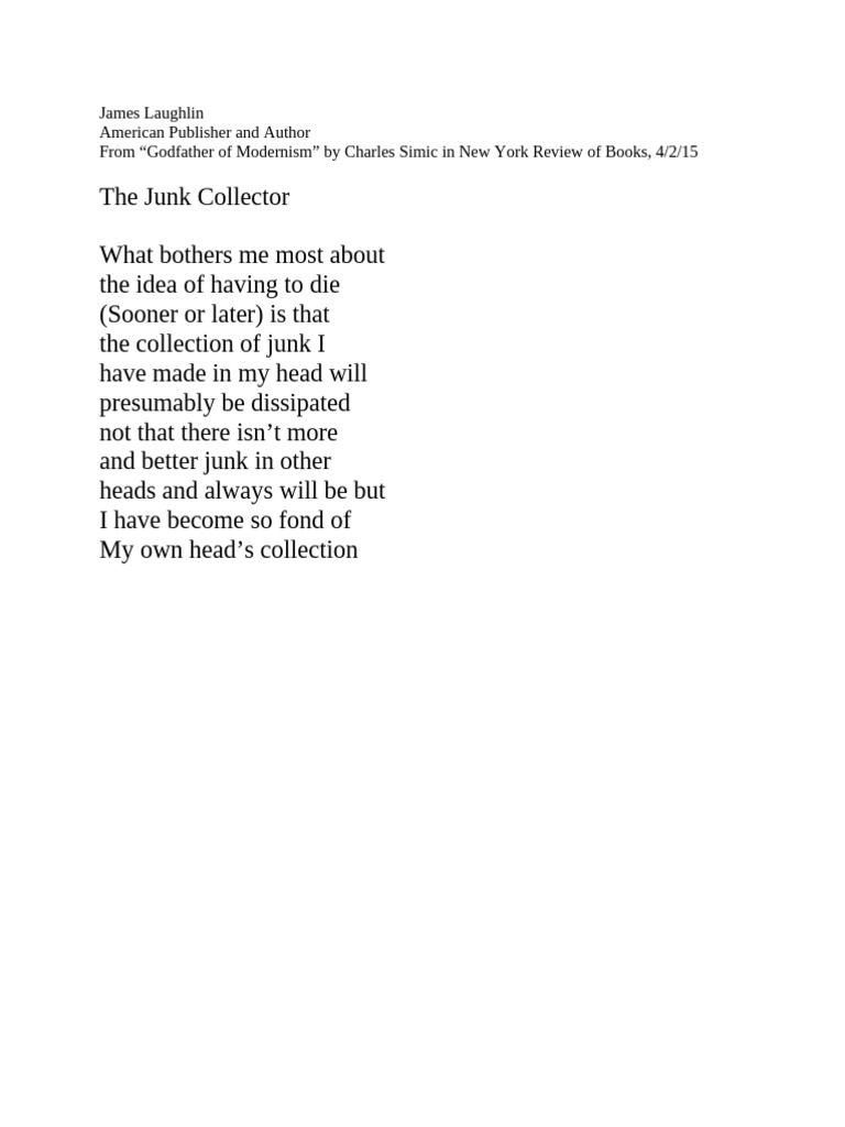 James Laughlin Junk Collector | PDF