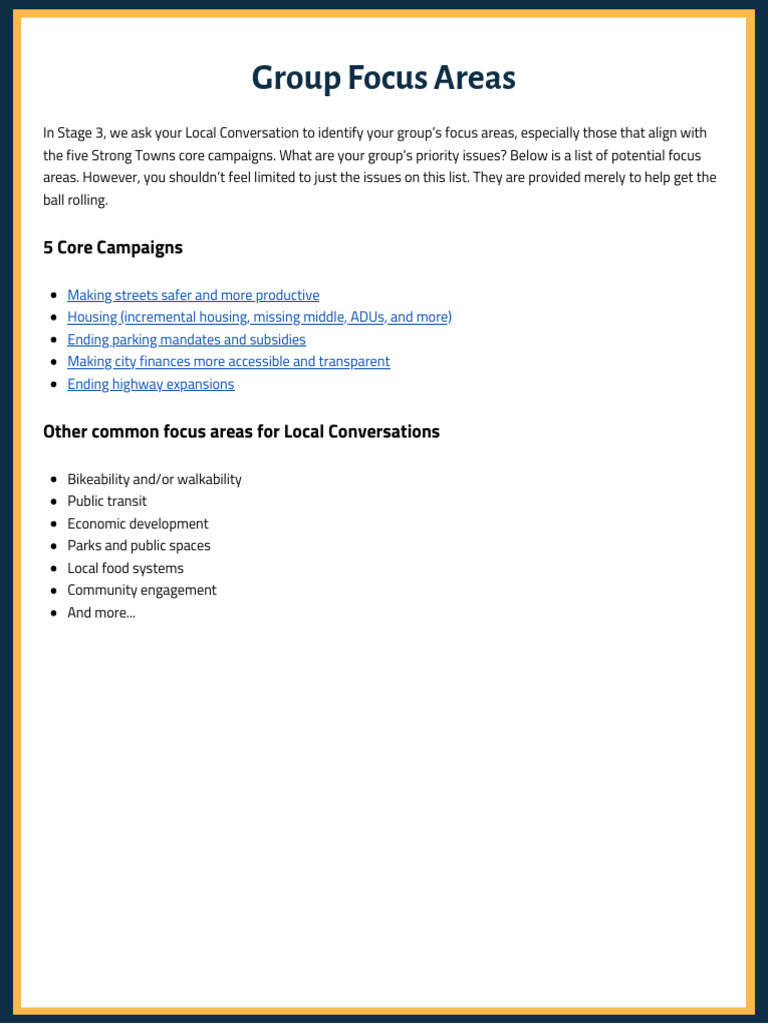 Identify Your Group's Focus Areas | PDF