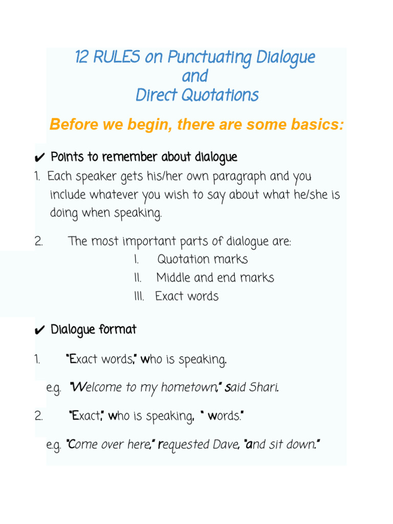 12 Dialogue Rules | PDF | Quotation Mark | Ellipsis
