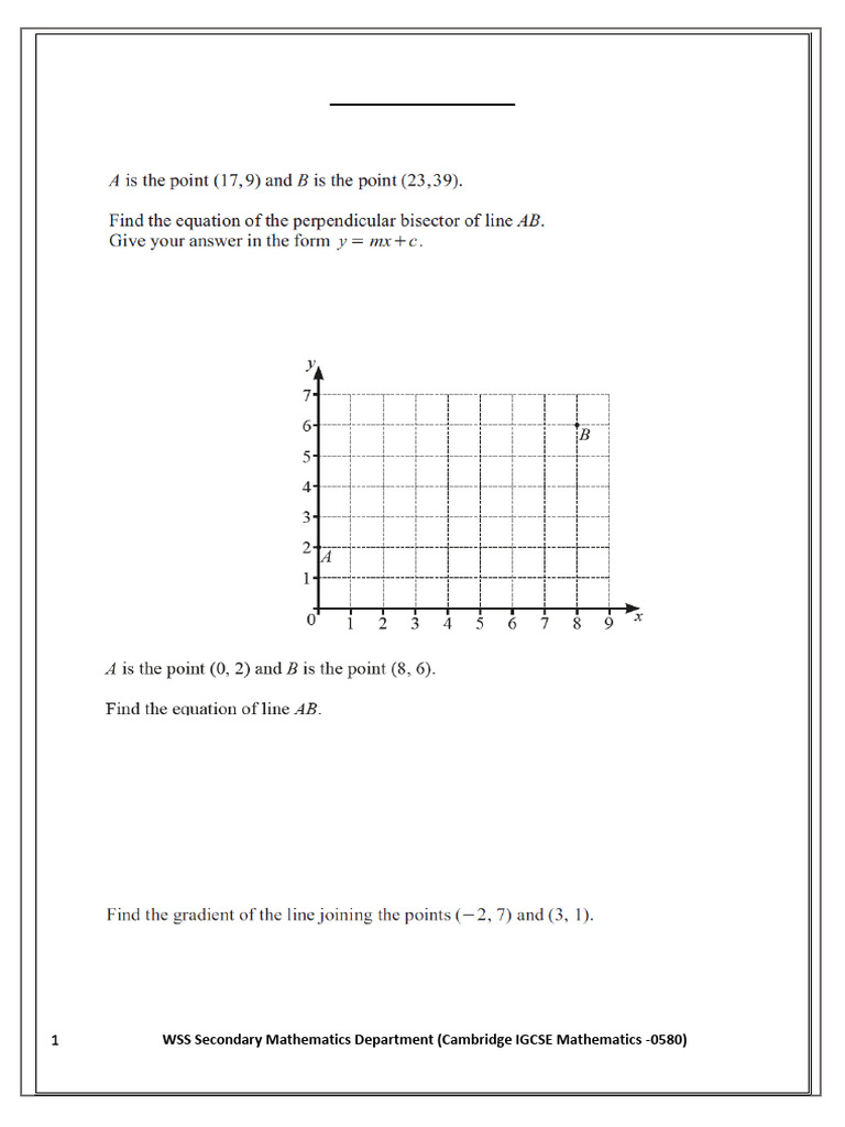 Cambridge IGCSE Coordinate Geometry Questions | PDF | Mathematics