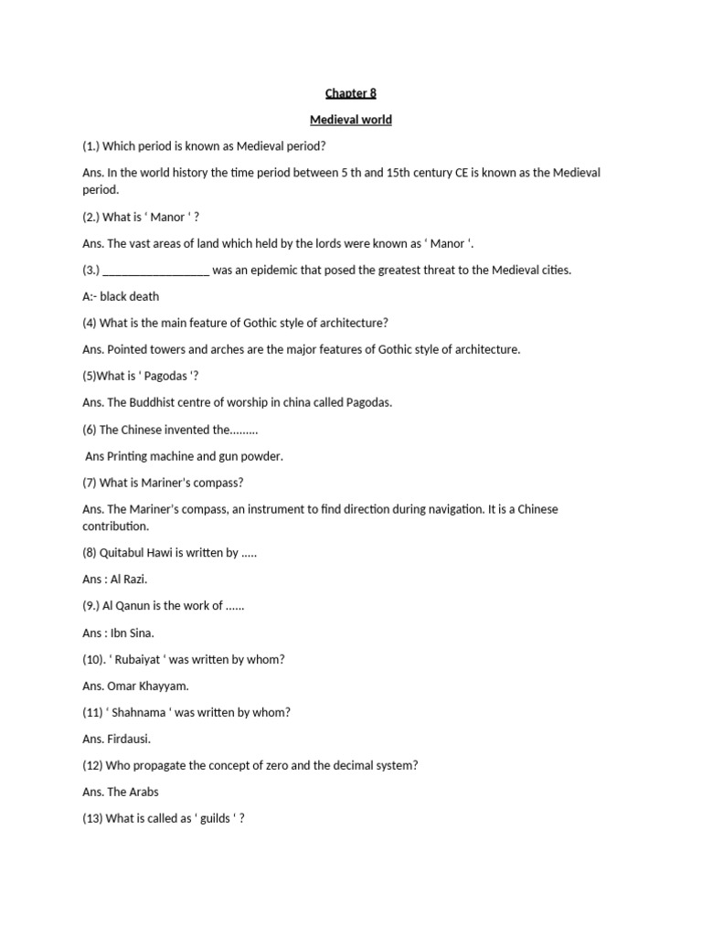 Chapter 8 Medieval World | PDF