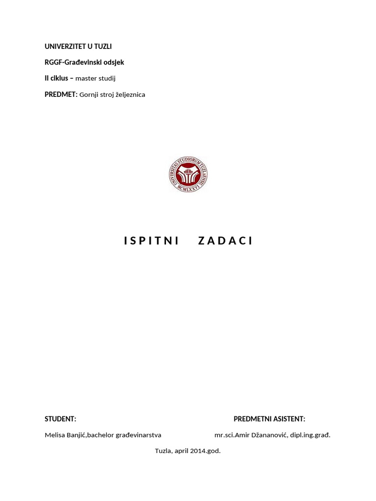 Zeljeznice Vjezbe | PDF