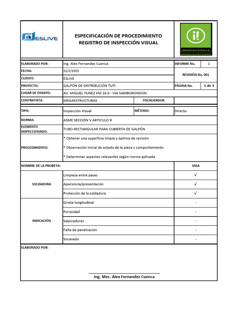 Inspección Visual de Soldadura en Tubo | PDF | Ingeniería mecánica