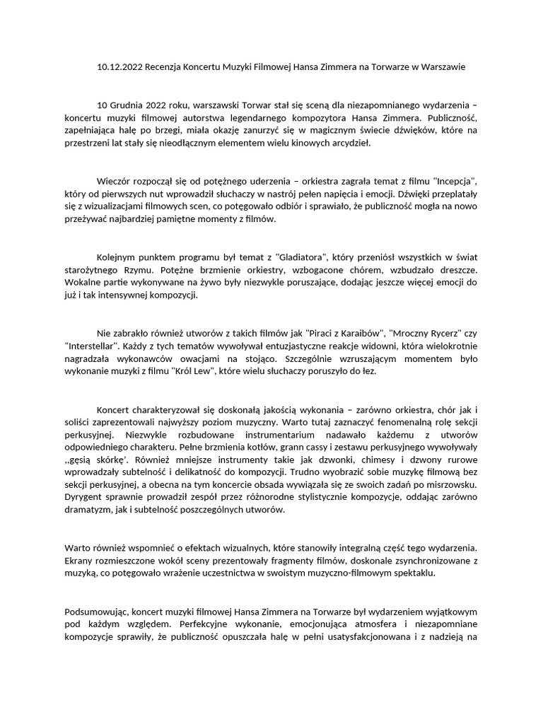 Recenzja Hansa Zimmera | PDF