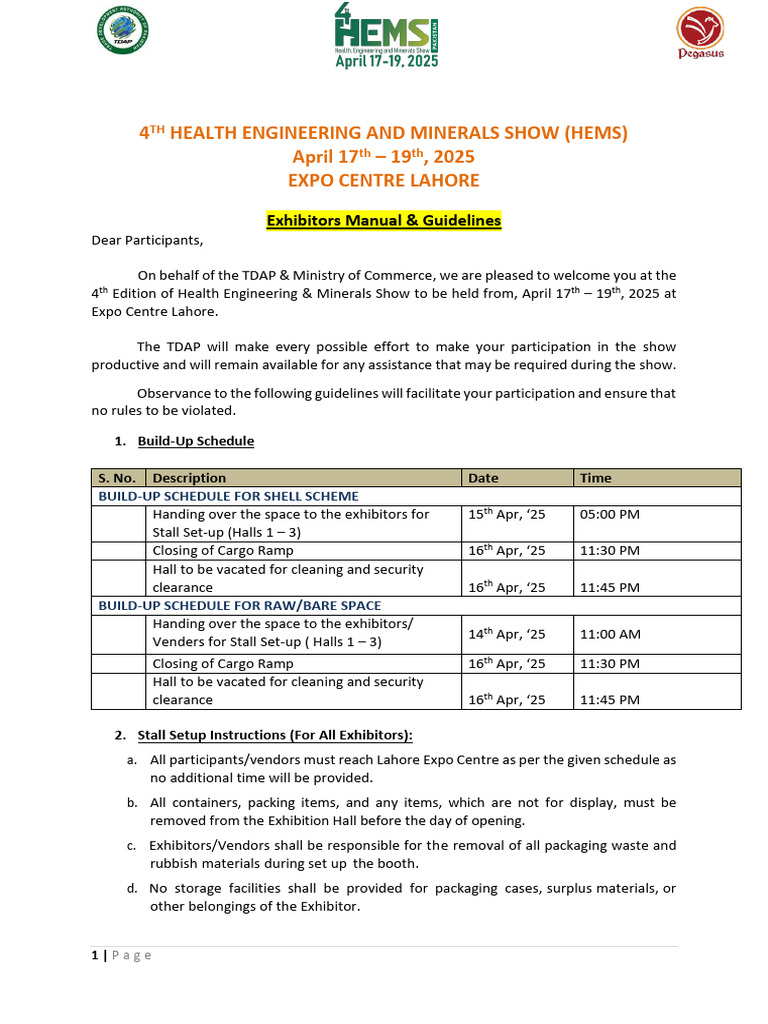Exhibitor's Manual-Guidelines HEMS 2025 | PDF