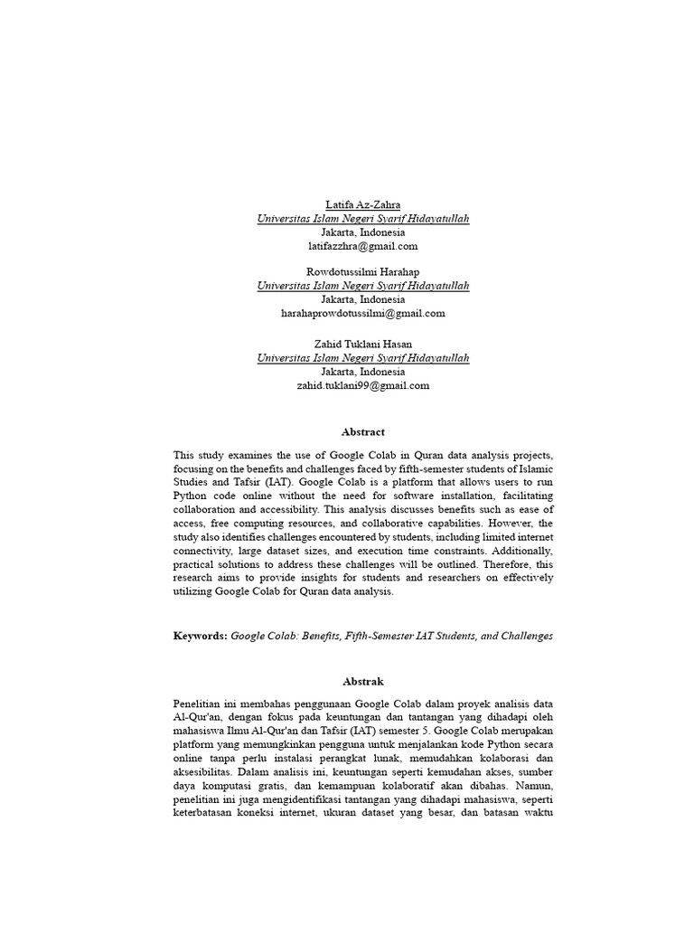 Jurnal 29. Google Colab Untuk Proyek Analisis Data Al-Qur'an ...