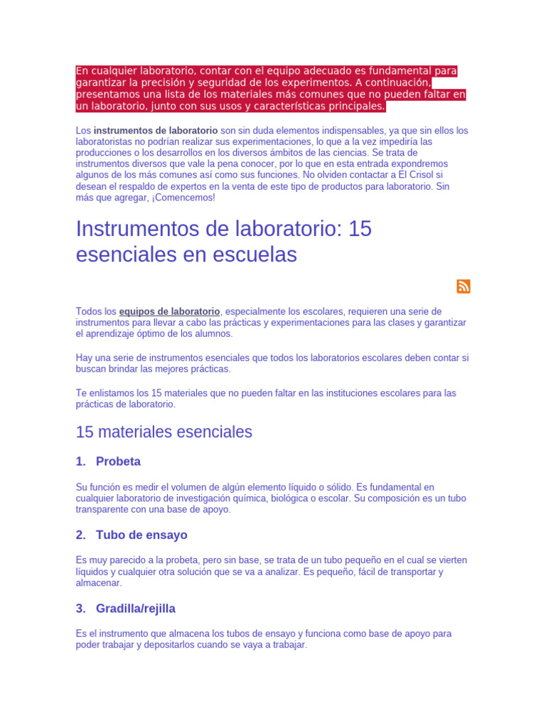 Instrumentos de Laboratorio | PDF | Laboratorios