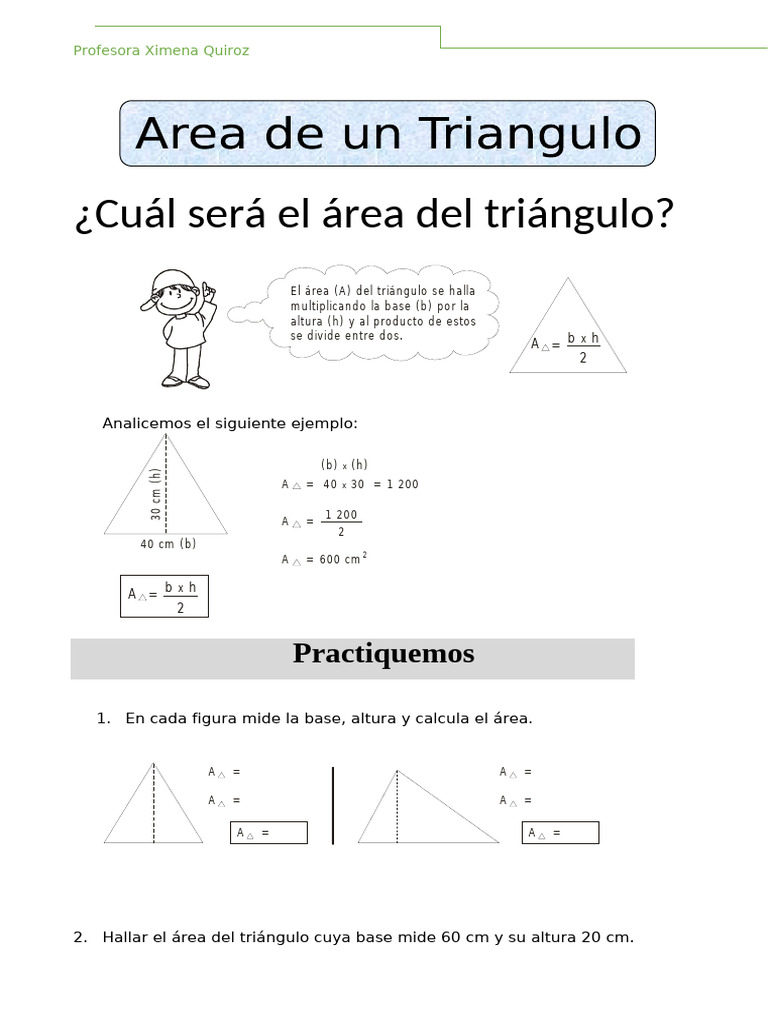 Ficha Area de Un Triangulo | PDF