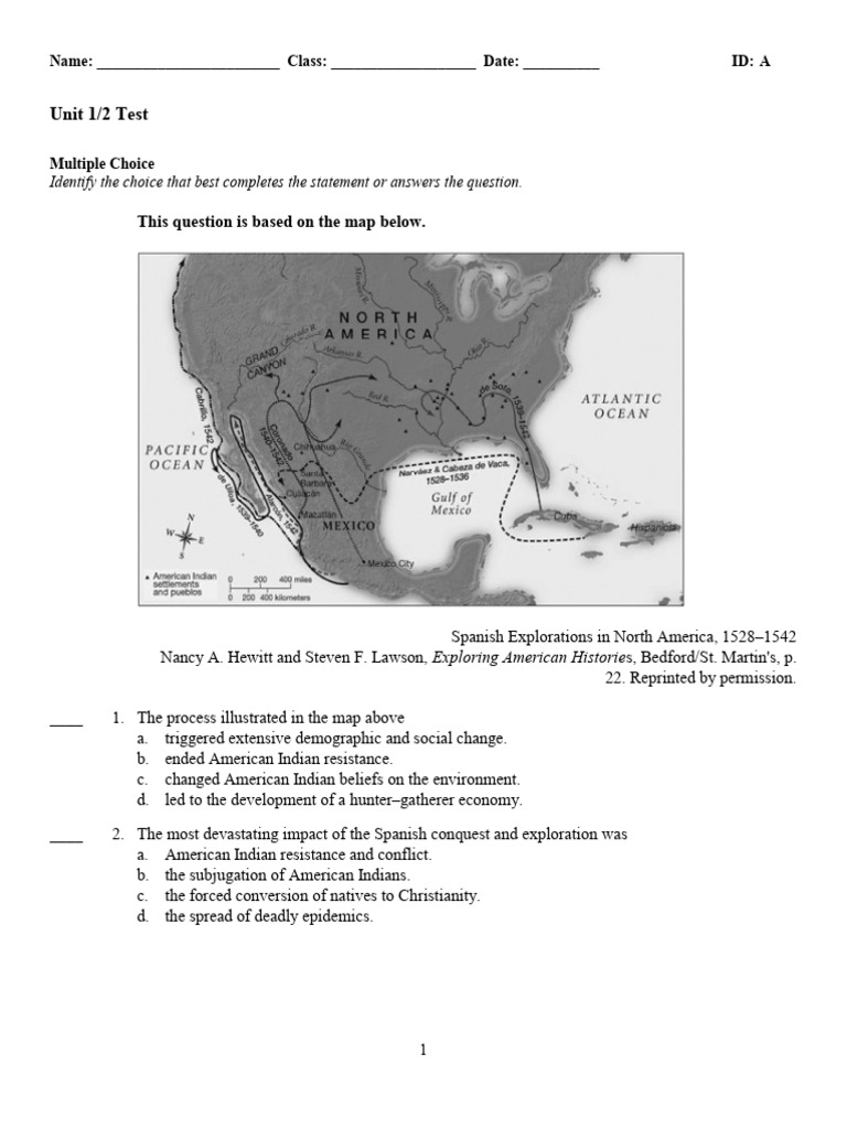 APUSH Unit 1 & 2 Test Questions | PDF