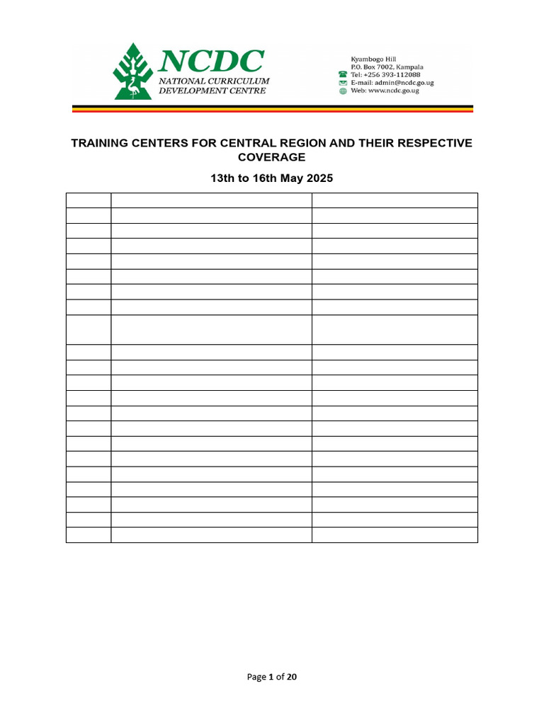 Training Centers in Central Region | PDF | Educational Institutions ...