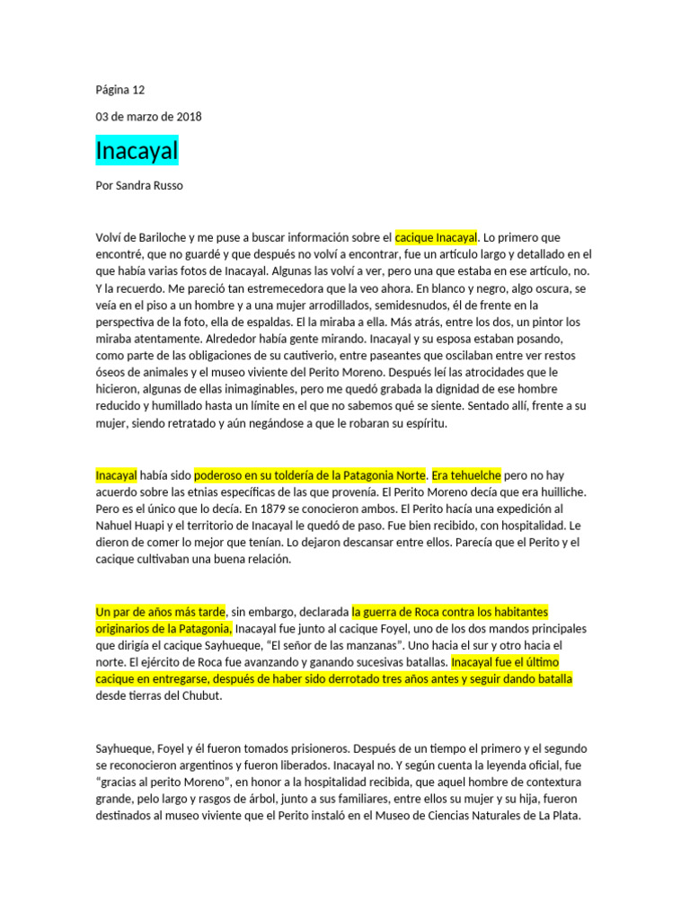 Inacayal Com. y Cultura | PDF