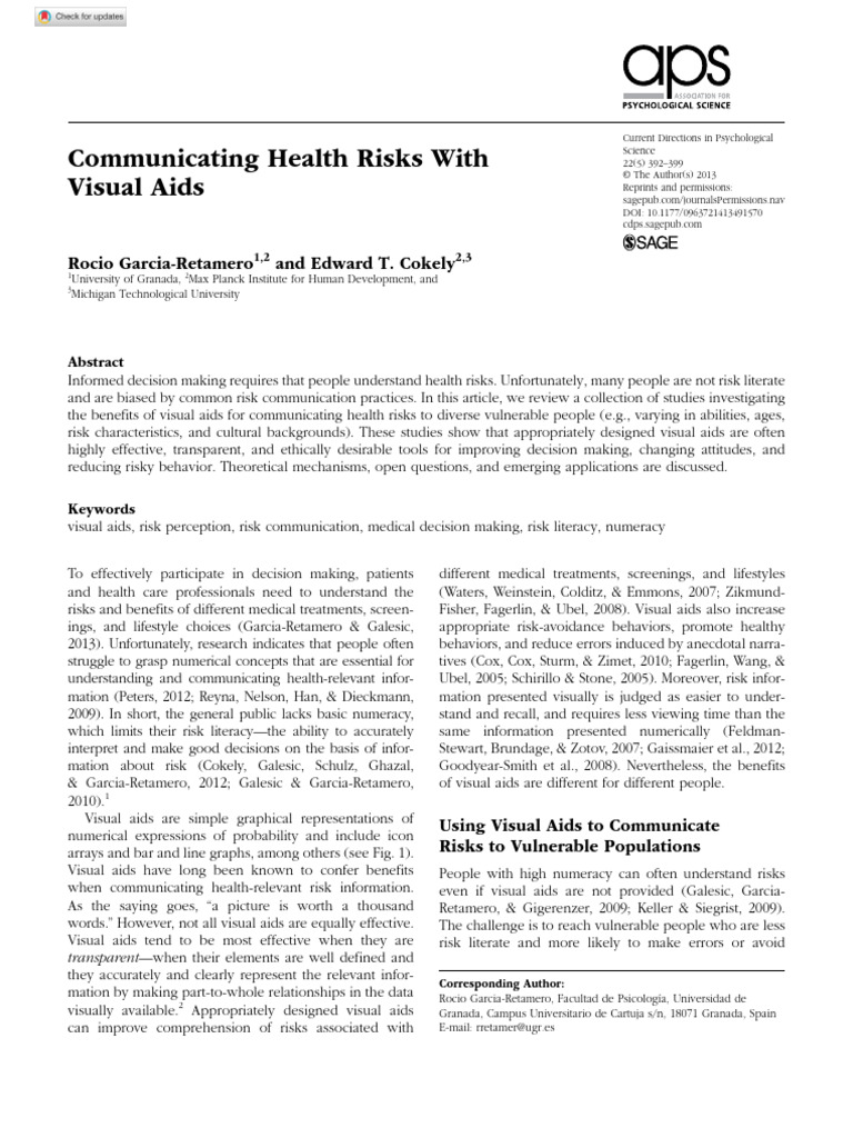 Garcia Retamero Cokely 2013 Communicating Health Risks With Visual Aids ...