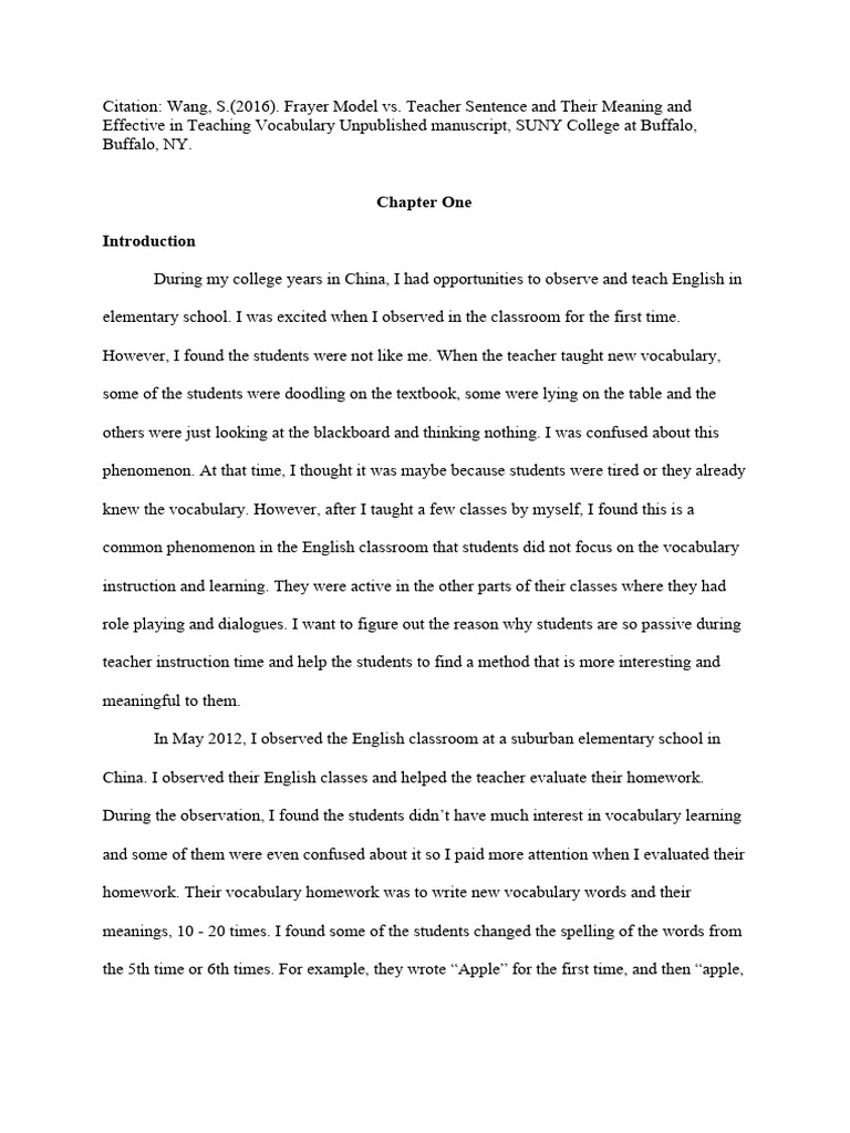 Frayer Model vs. Teacher Sentence and Their Meaning and Effective in ...