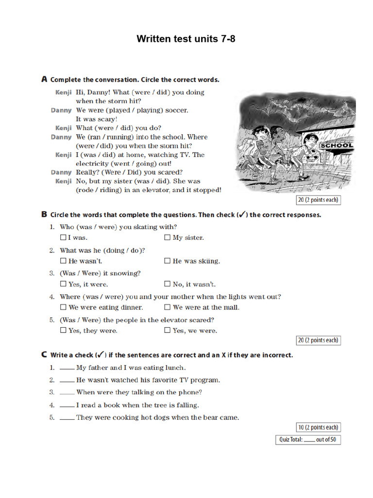 Connect 3 Test - Units 7-8 | PDF