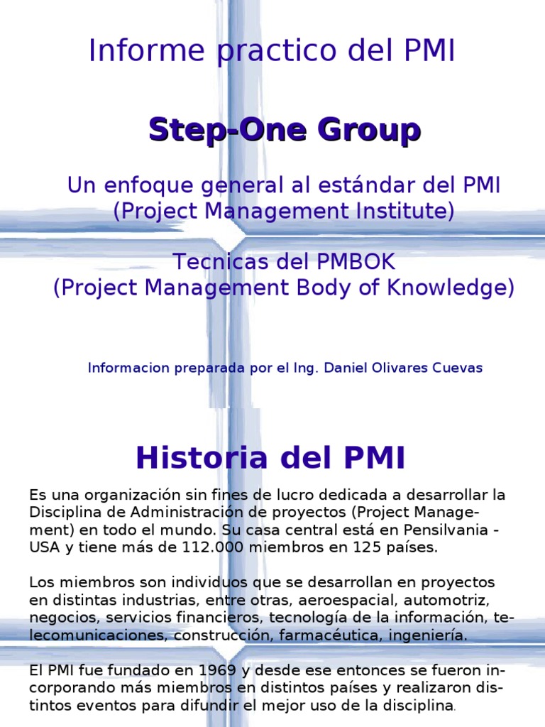 Presentacion PMI | PDF | Gestión de proyectos | Planificación
