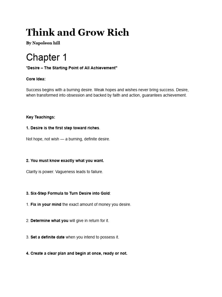 Think and Grow Rich Notes English | PDF | Thought | Mind