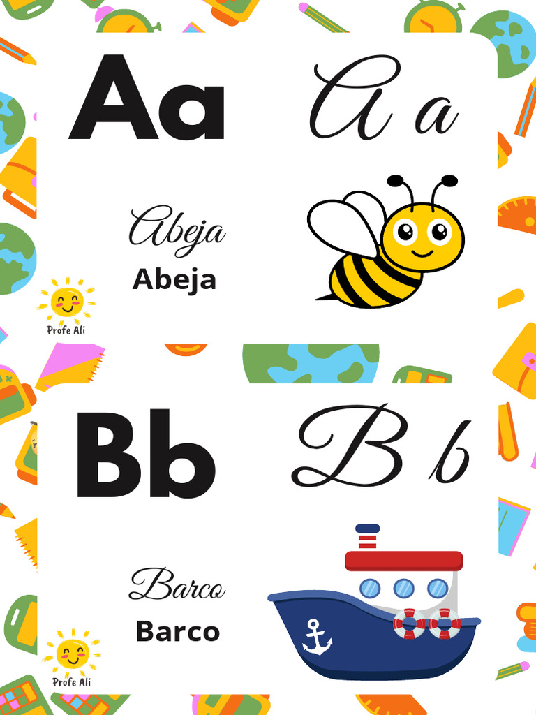 Alfabeto, Letra Scrip, Cursiva, Con Imágenes | PDF