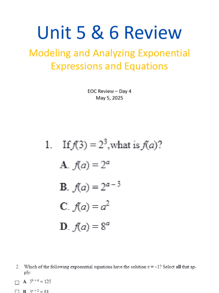 Day 4 - EOC Review 5.5 | PDF