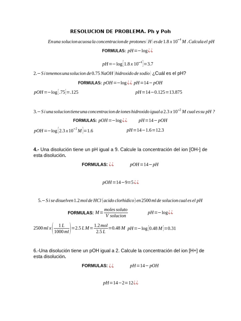 RP. PH Y pOH | PDF