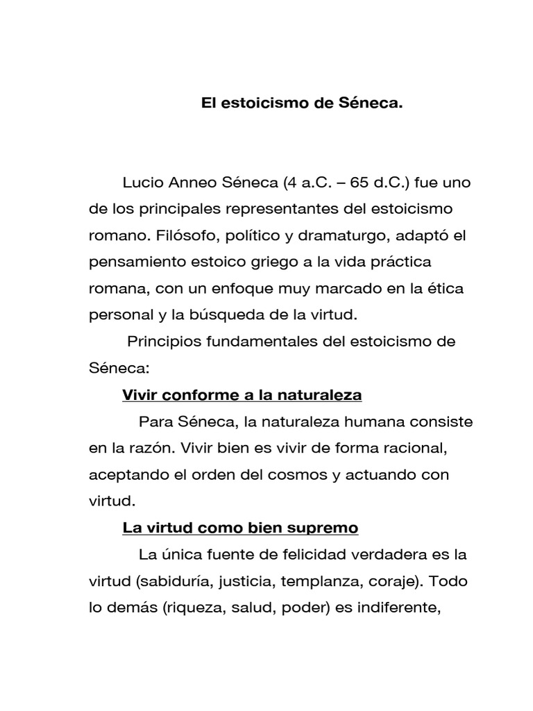 El Estoicismo de Séneca | PDF