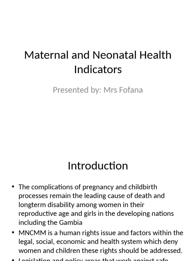 Maternal and Neonatal Health Indicators | PDF | Maternal Death | Infant ...