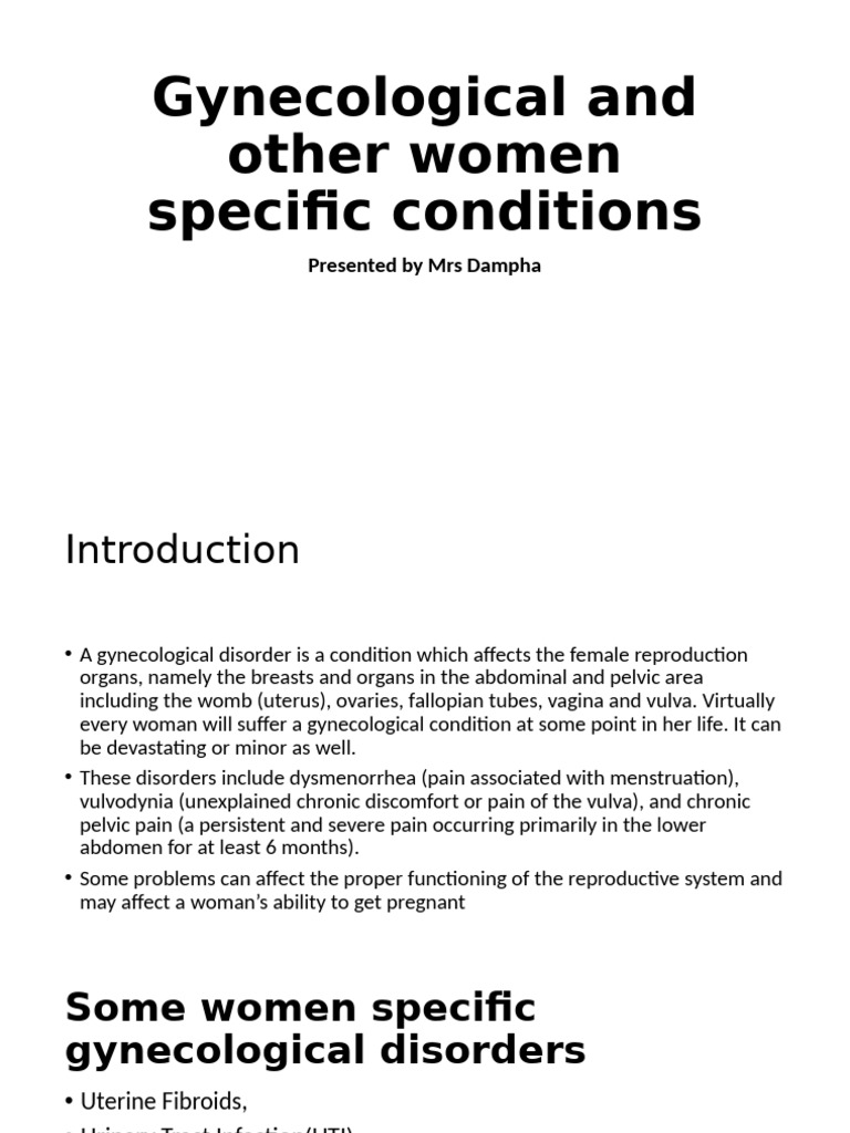 Gynecological and Other Women Specific Conditions | PDF | Polycystic ...