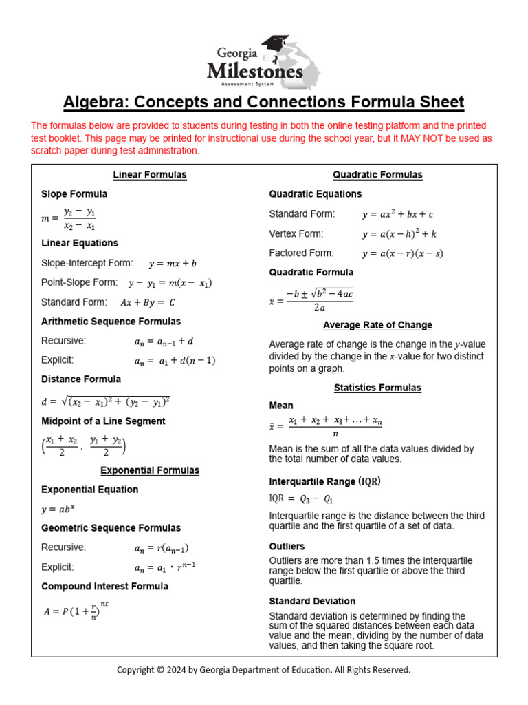 Algebra Concepts and Connections Sheet | PDF | Quartile | Mean