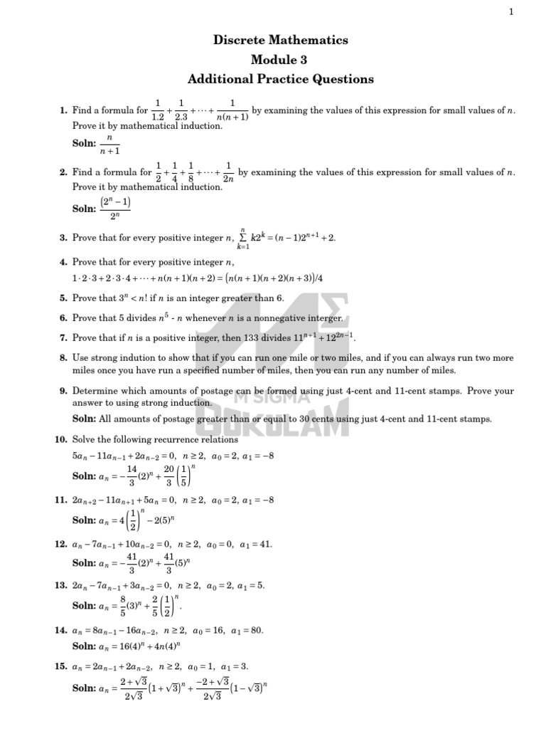 0s8yry - 305. Module 03 - Additional Practice Questions PDF - Mod3 - Discrete Maths - Class Note ...