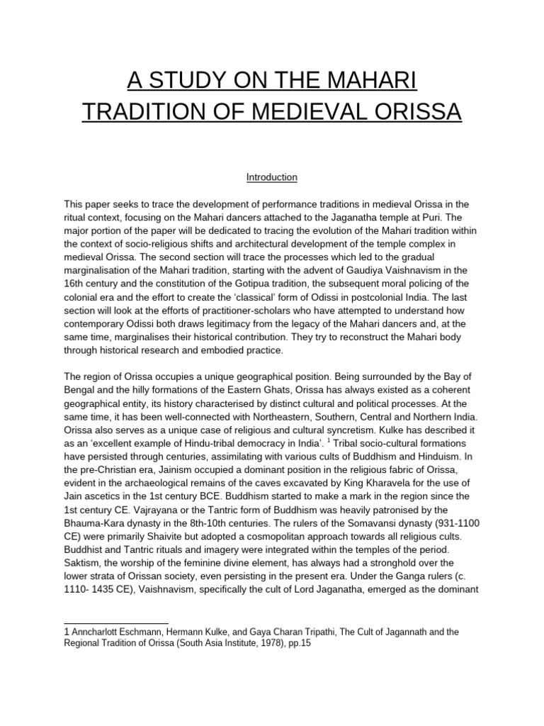 A STUDY ON THE MAHARI TRADITION OF MEDIEVAL ORISSA | PDF | Vaishnavism | Indian Religions