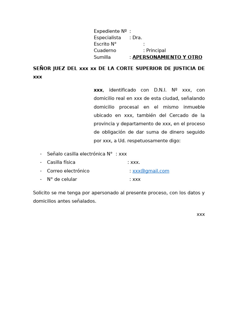 Escrito Apersona | PDF