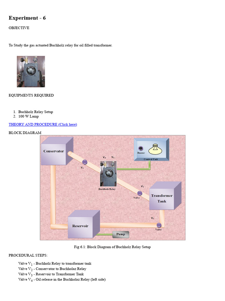 Buchholz Relay Virtual Lab Experiment | PDF