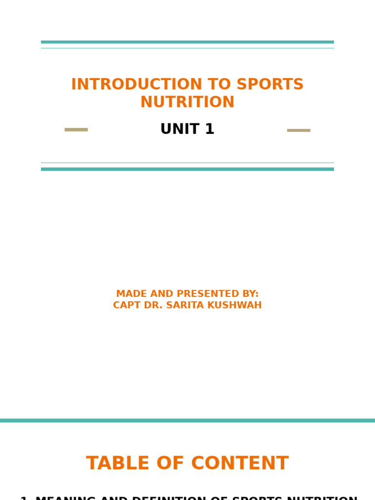 Introduction to Sports Nutrition | PDF