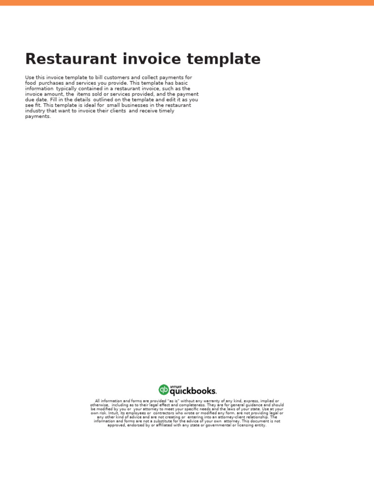 Restaurant Invoice Template Guide | PDF | Invoice | Quick Books