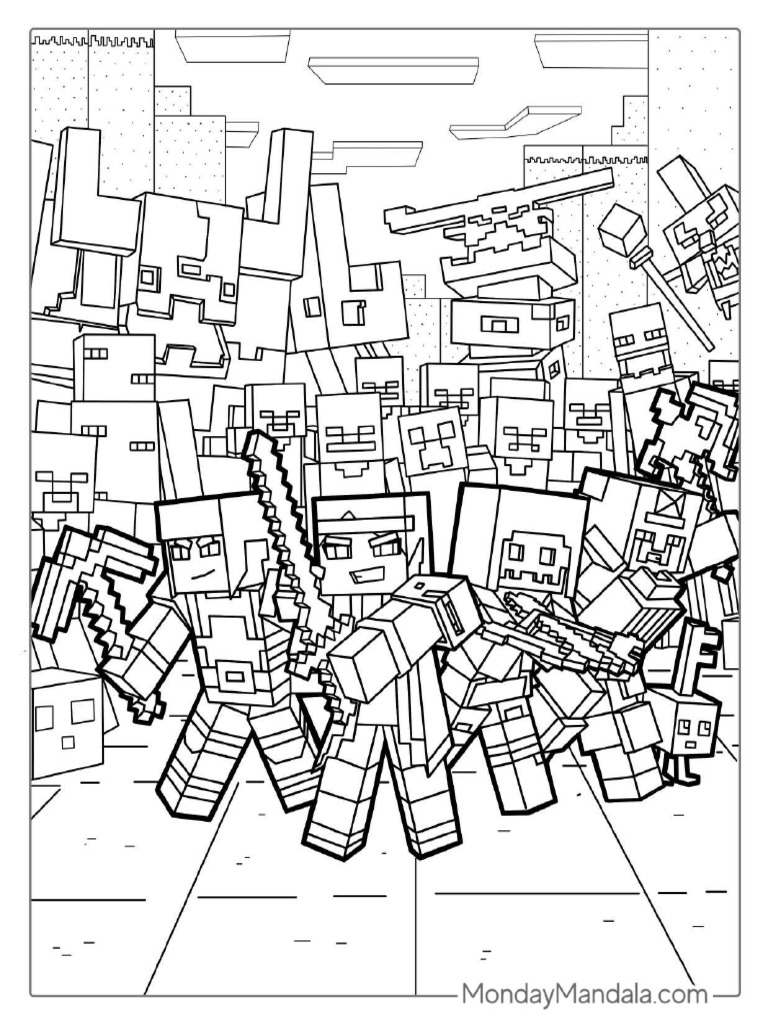 Detailed Minecraft Dungeons Coloring Page | PDF