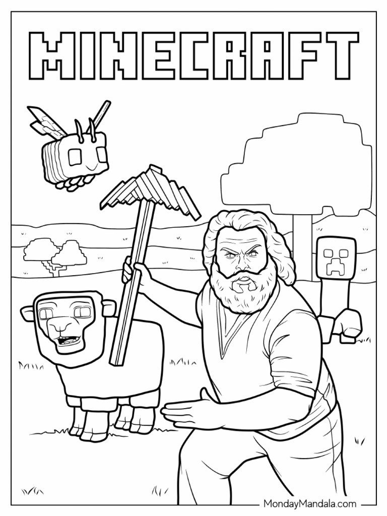 Jack Black As Minecraft Steve With Bee and Sheep | PDF