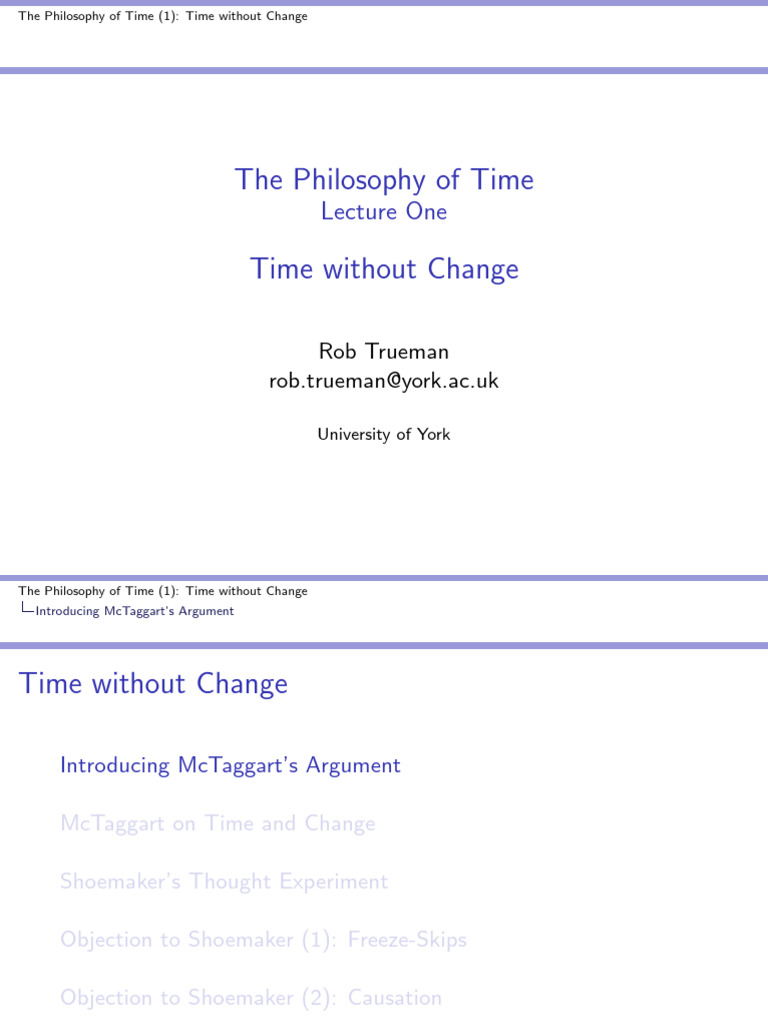 McTaggart's Time Without Change Argument | PDF | Metaphysics | Epistemology