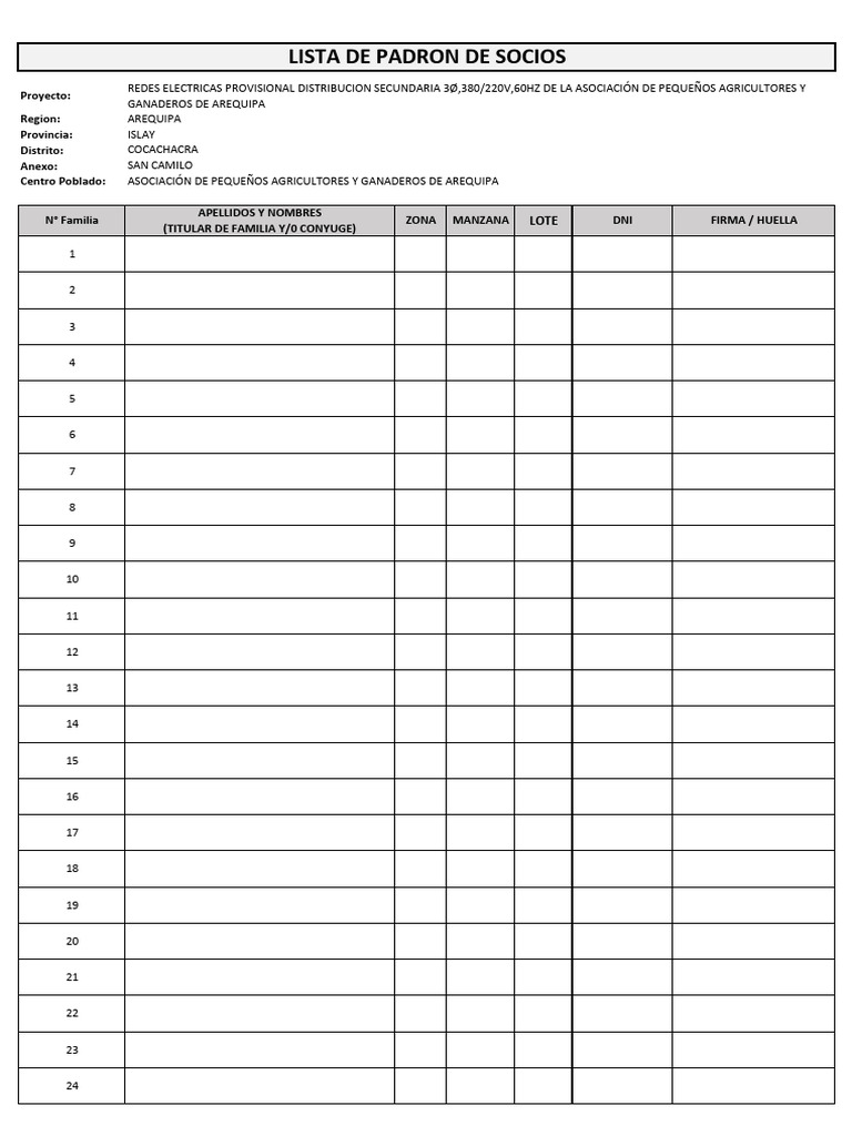 Lista Padron Usuarios | PDF
