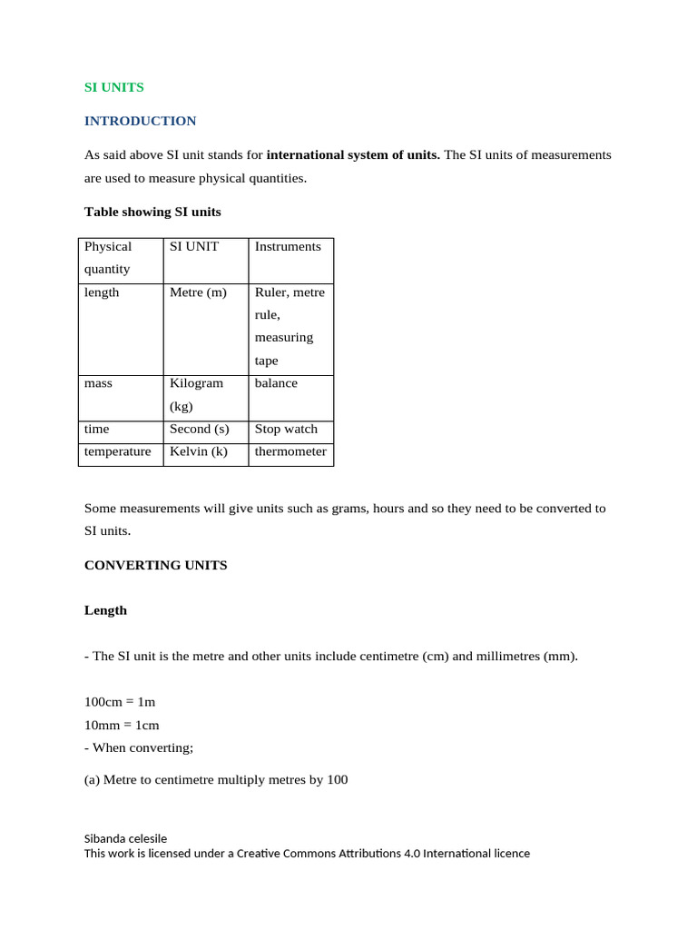 Physics - F 1 Measurement - Si Units | PDF