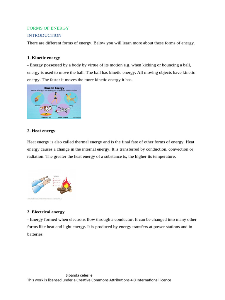 Physics - f1 Energy - Forms of Energy 1 | PDF
