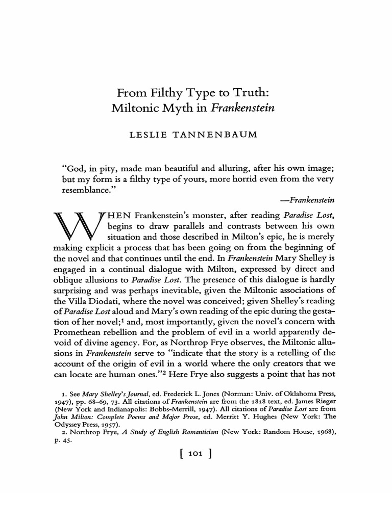 Victor Frankenstein and Milton's Satan | PDF | Frankenstein | Paradise Lost