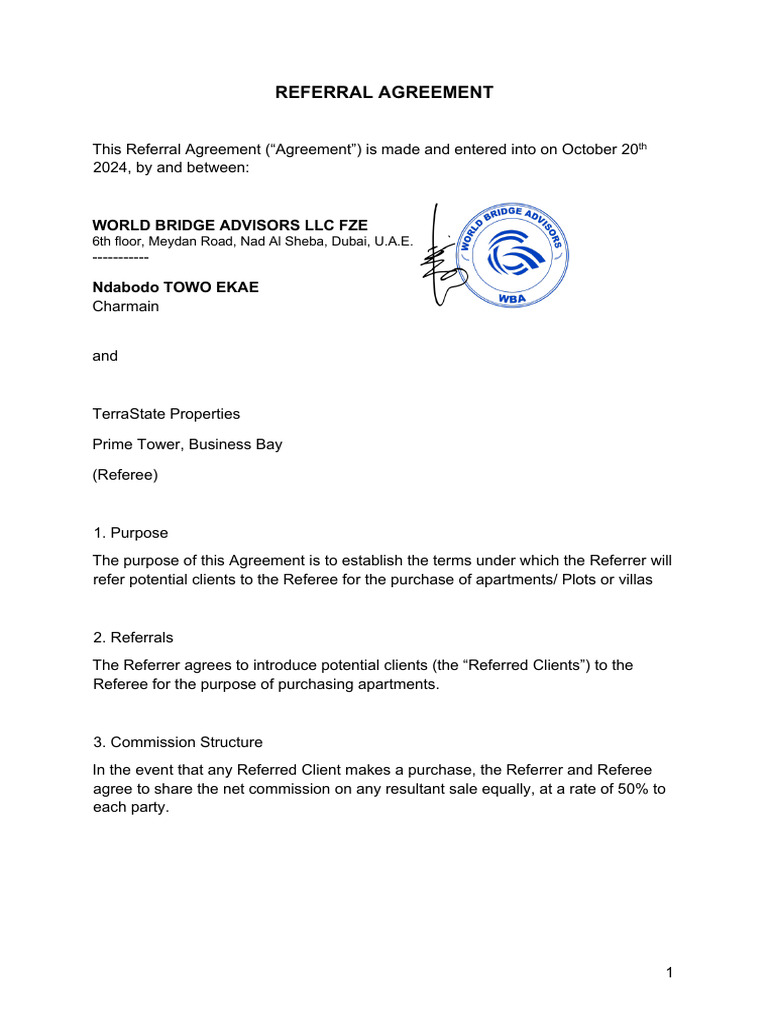 Referral Contract 1 | PDF