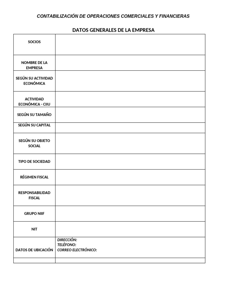Hoja Datos de La Empresa | PDF