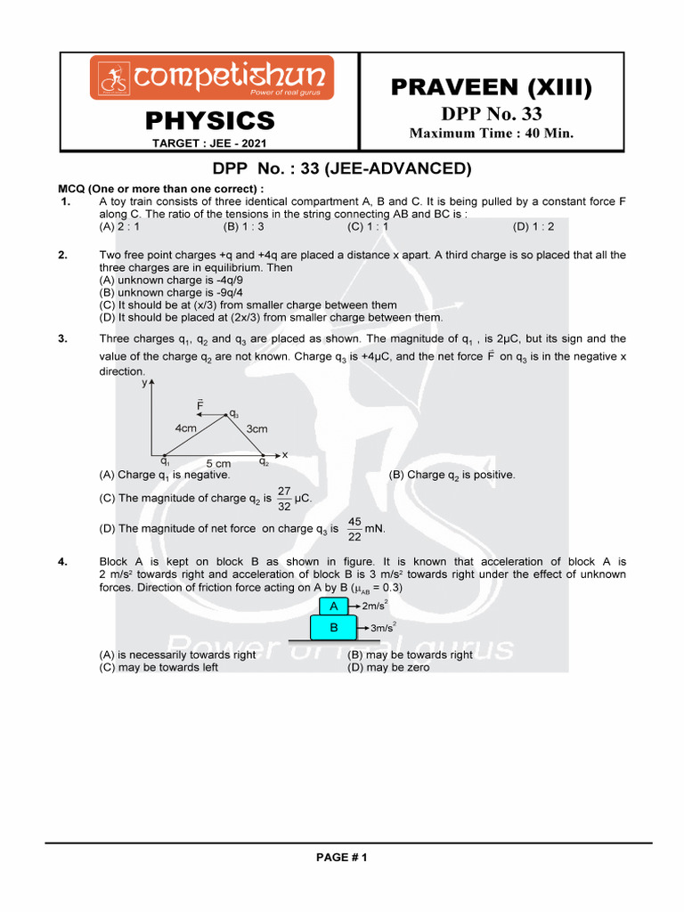 DPP-33 Physics | PDF