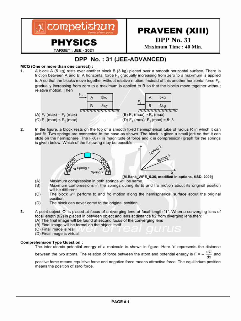 DPP-31 Physics | PDF