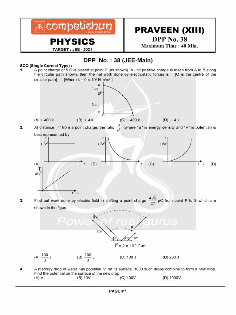 DPP 38 Physics | PDF