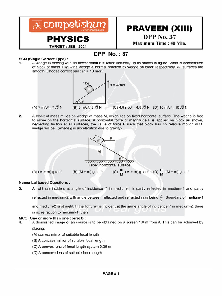 DPP 37 Physics | PDF