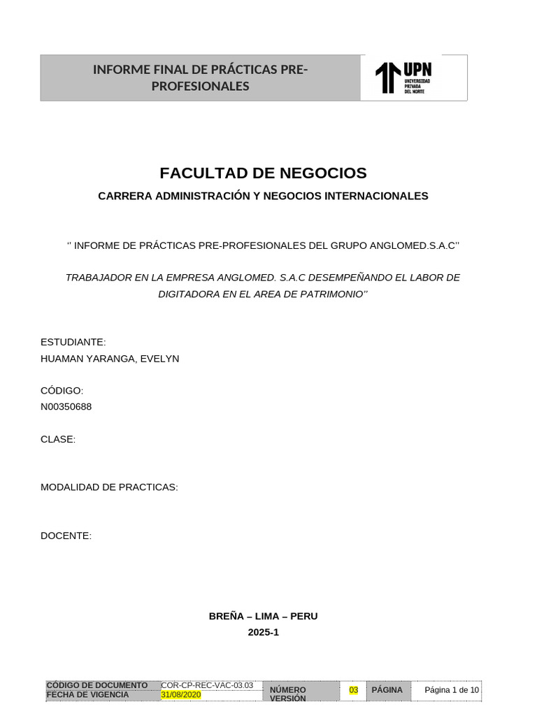 Informe Final PPP | PDF | Business | Calidad (comercial)